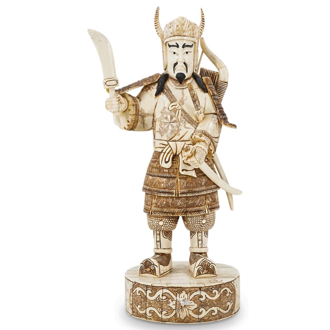 Chinese Carved Bone Samurai Warrior Sculpture Auction