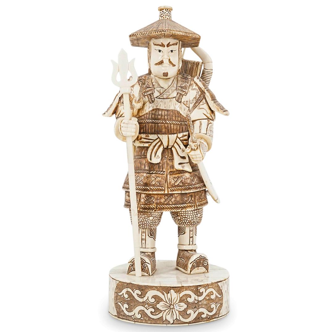 Chinese Carved Bone Samurai Warrior Sculpture Auction