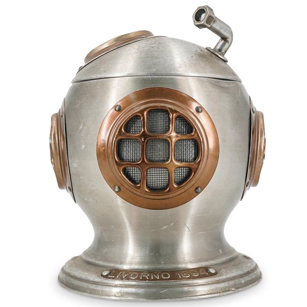 Vintage Pewtertone Nautical Scuba Diving Helmet Ice Bucket Auction