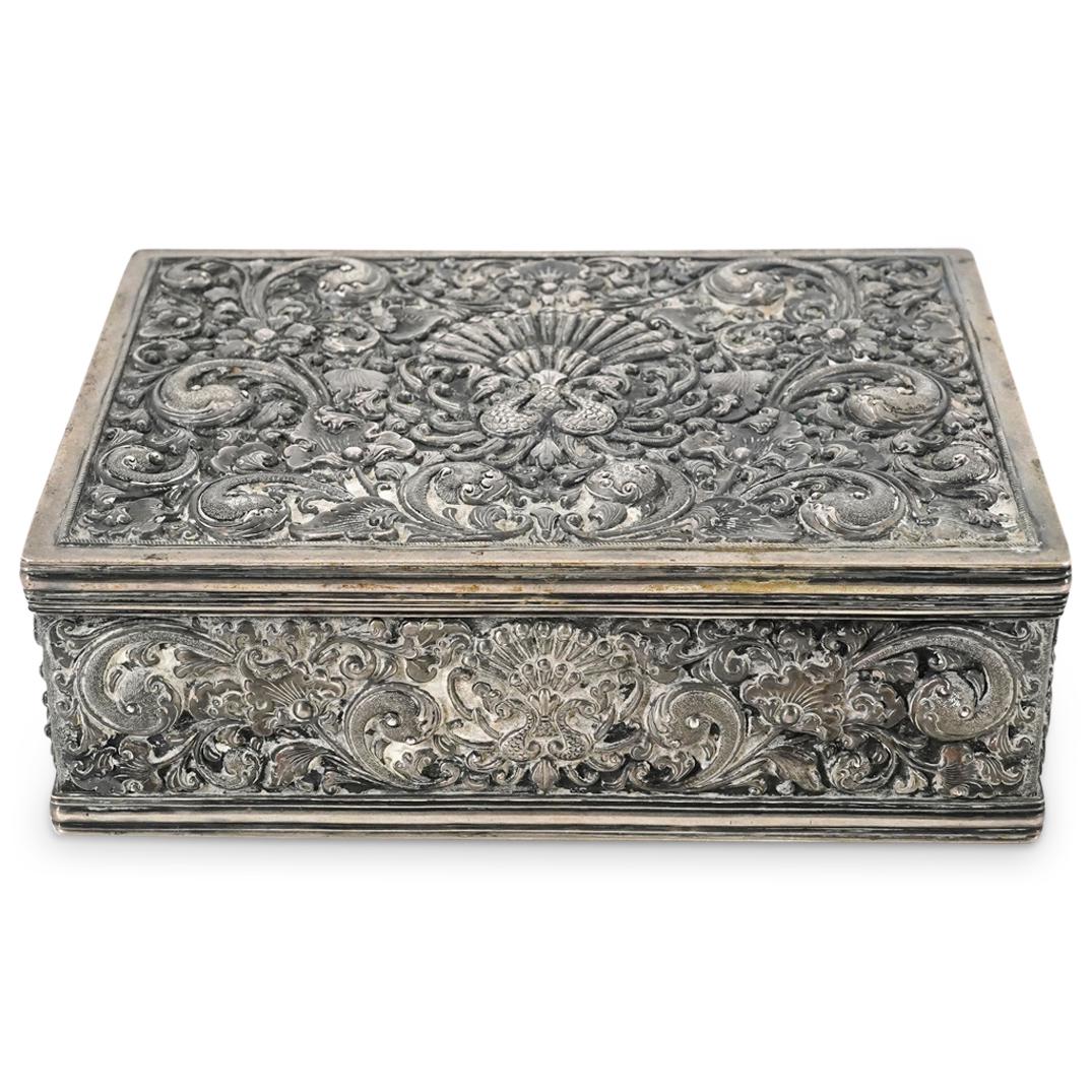 Antique 800 Silver Repousse Box