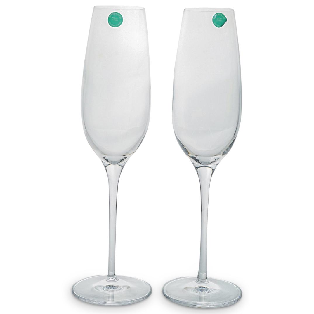 Pair Of Tiffany And Co Classic Home Essentials Champagne Flutes In Box