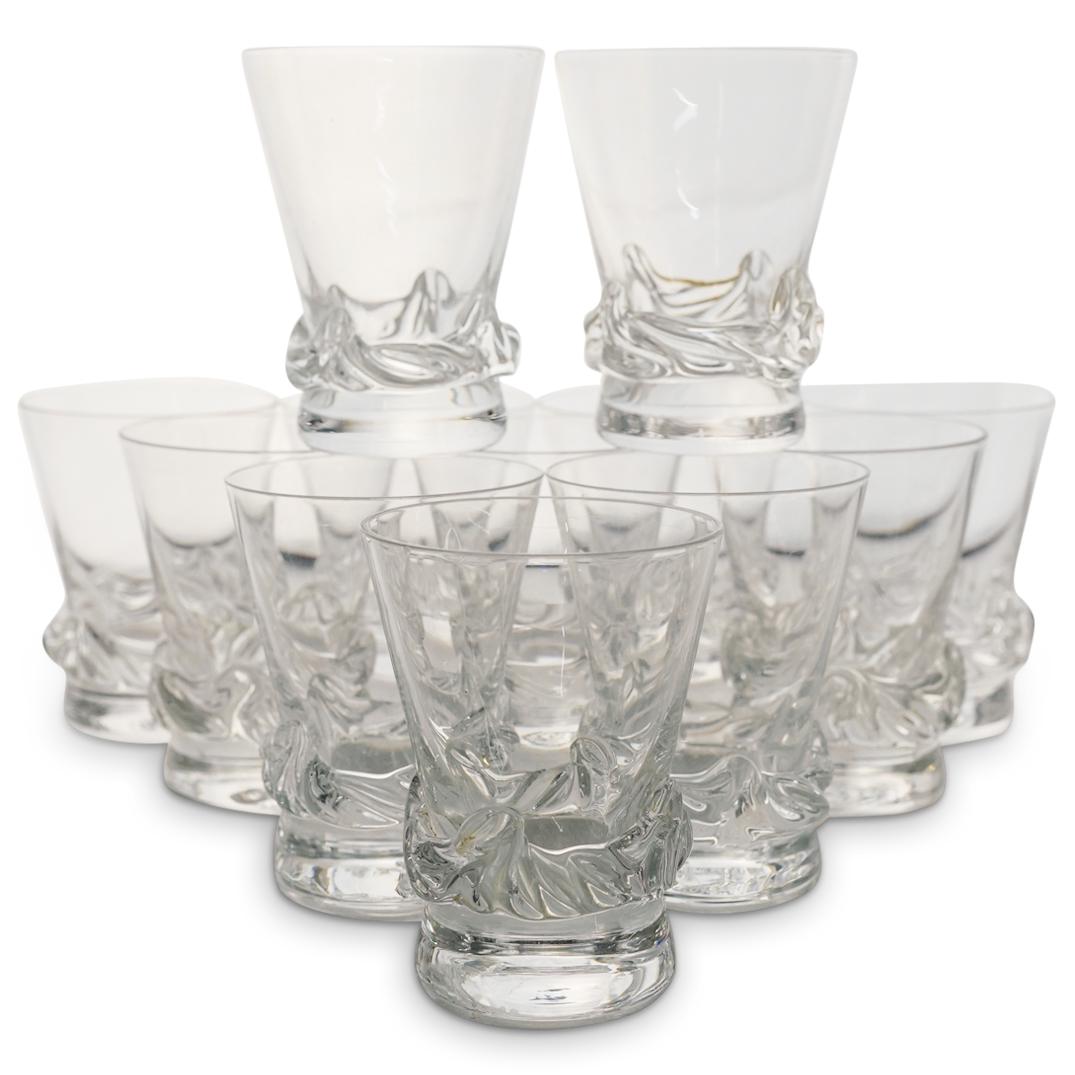 (12 Pc) Daum Crystal "sorcy" Flat Liquor Set Auction