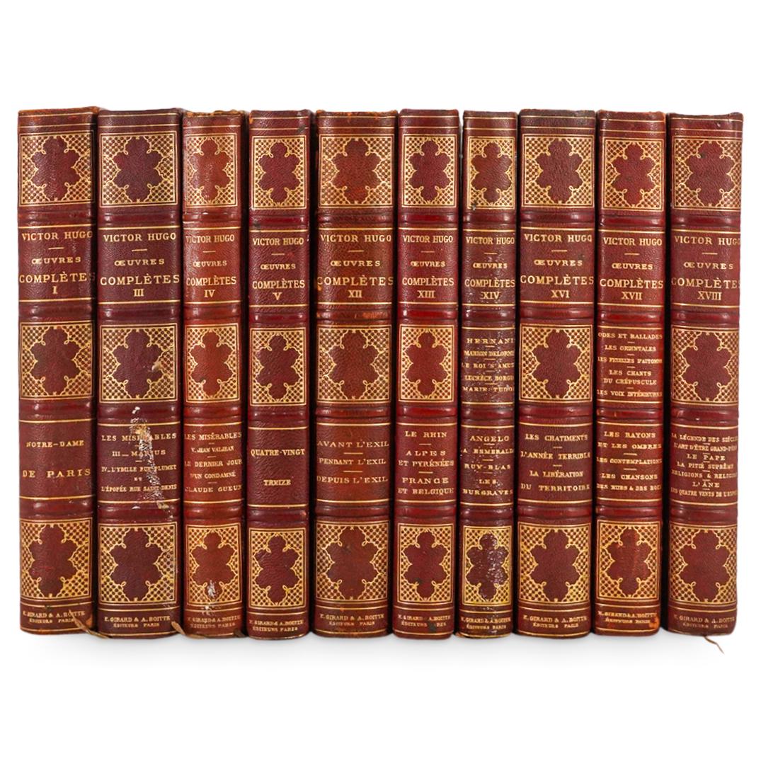 (10 Vol) Antique Victor Hugo Oeuvres Completes Volumes Auction