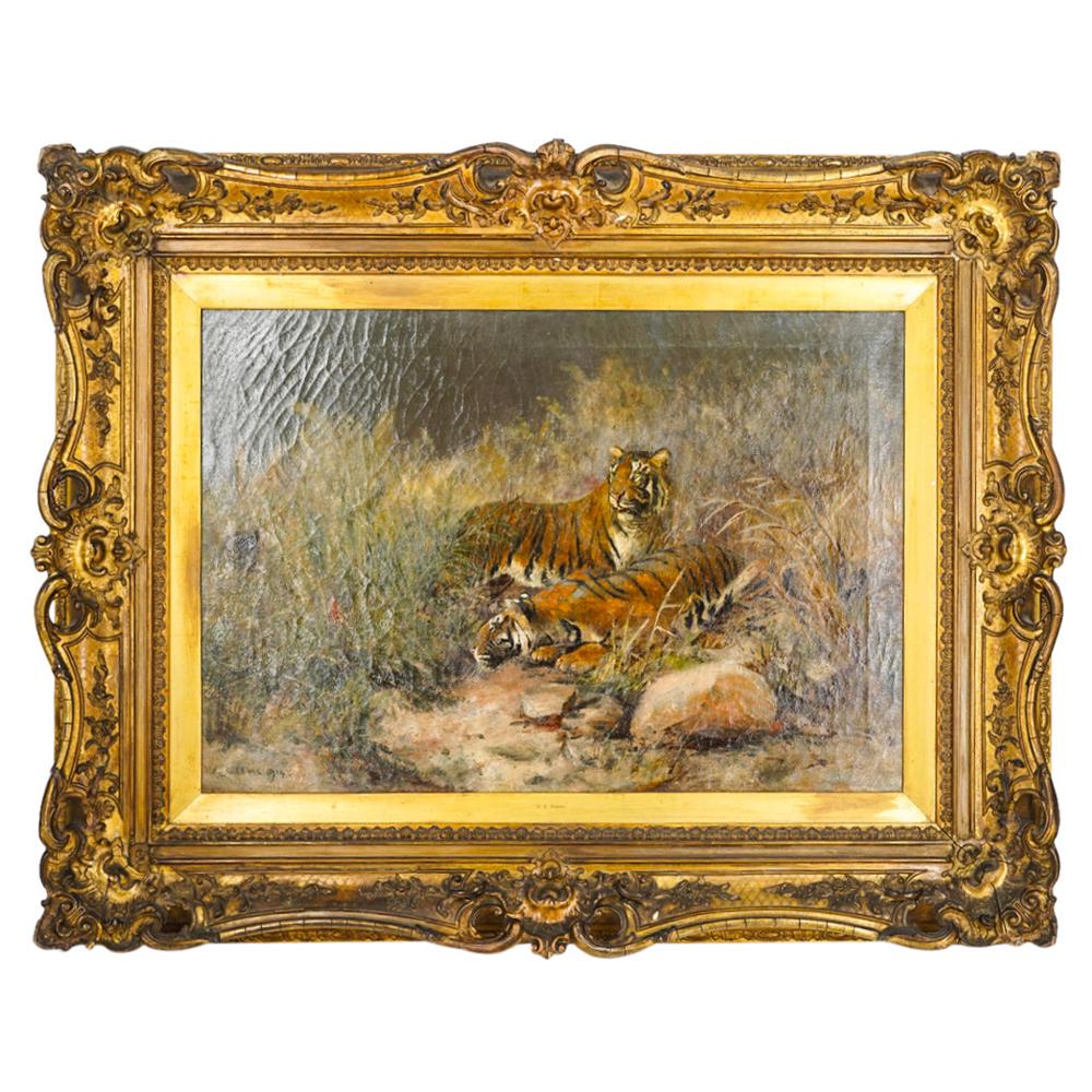Cuthbert Edmund Swan (1870-1931) Tigers Resting Oil On Canvas Auction