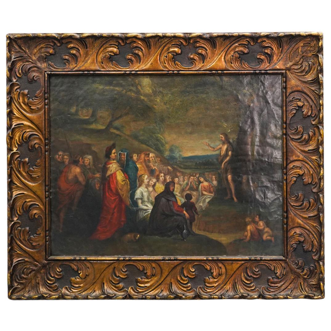 Antique Christ Preaching To Multitudes Oil On Copper Auction