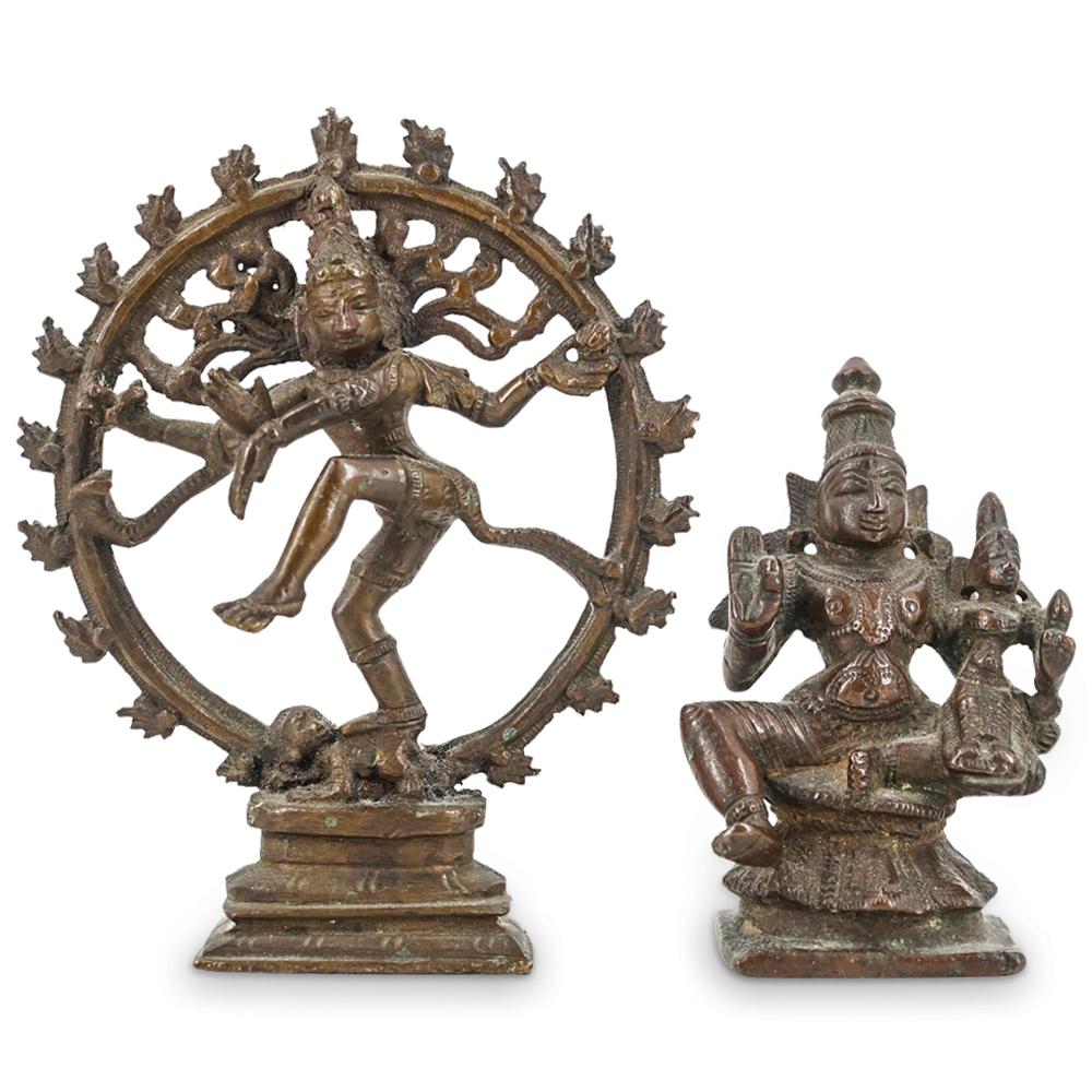 (2 Pc) Antique Indian Hindu Shiva Bronzes Auction