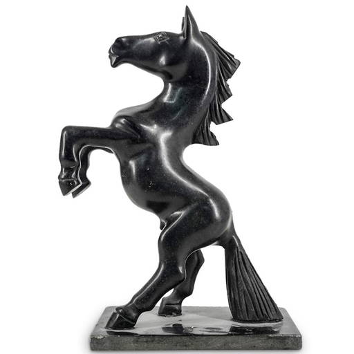 Hand Carved Black Obsidian Horse Sculpture