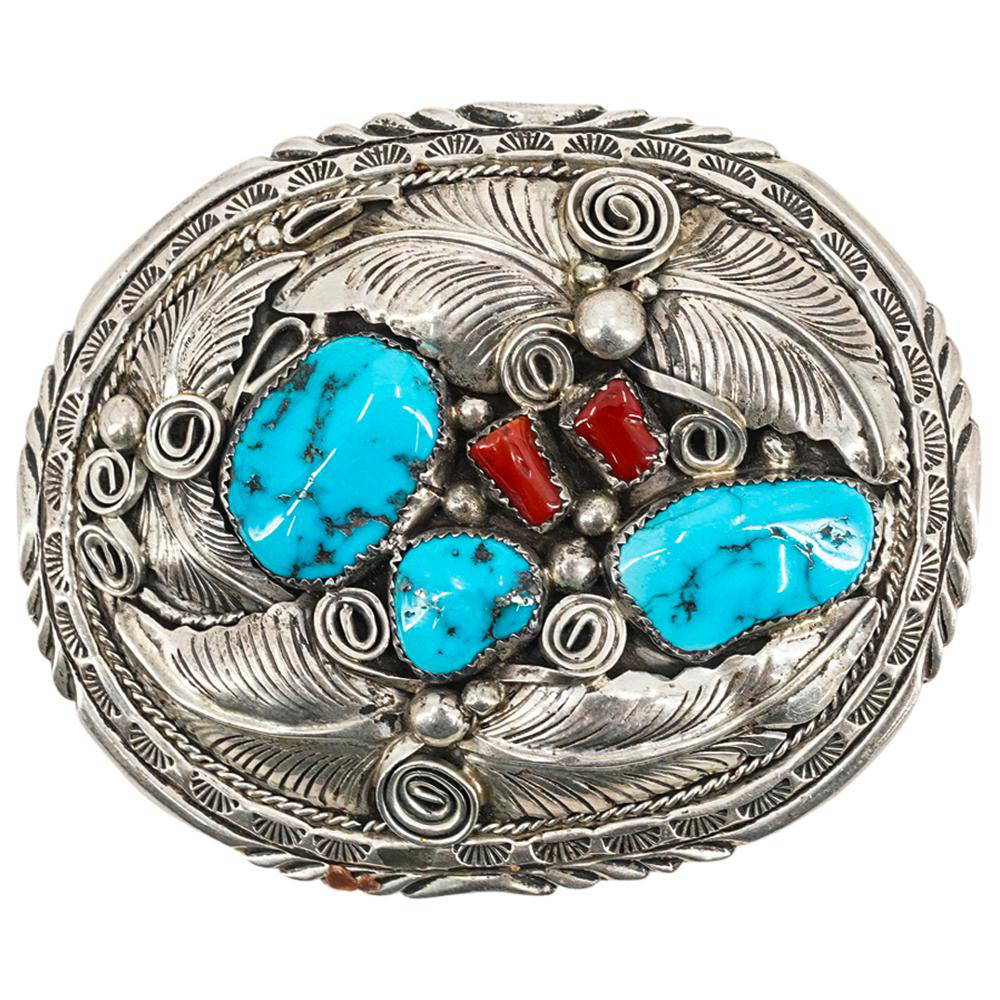 Mike Thomas Jr. Sterling Silver, Turquoise Belt Buckle Auction