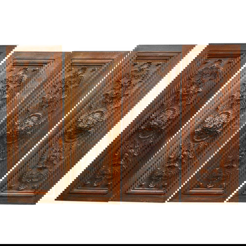 (4 Pc) Antique Carved Wooden Relief Panels Auction