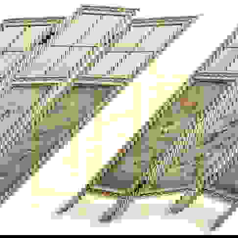 Antique Three Panel Screen W/ Signed Hand Painted Panels Auction