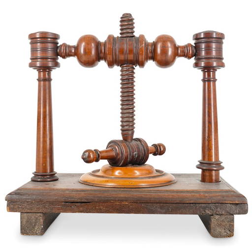 19th Cent. Carved Wood Large Book Press