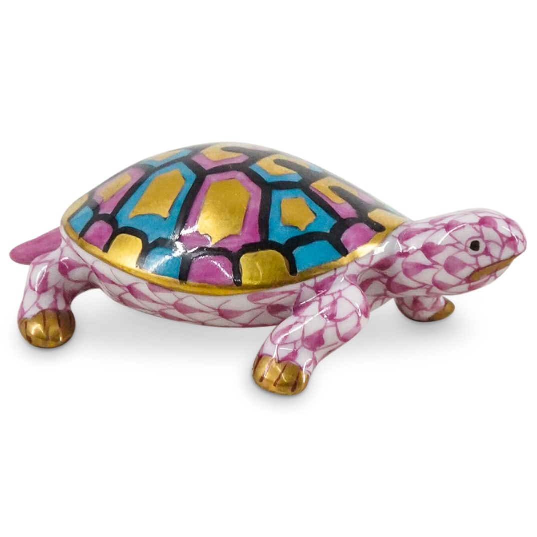 Herend Porcelain "turtle" Raspberry Fishnet Figurine