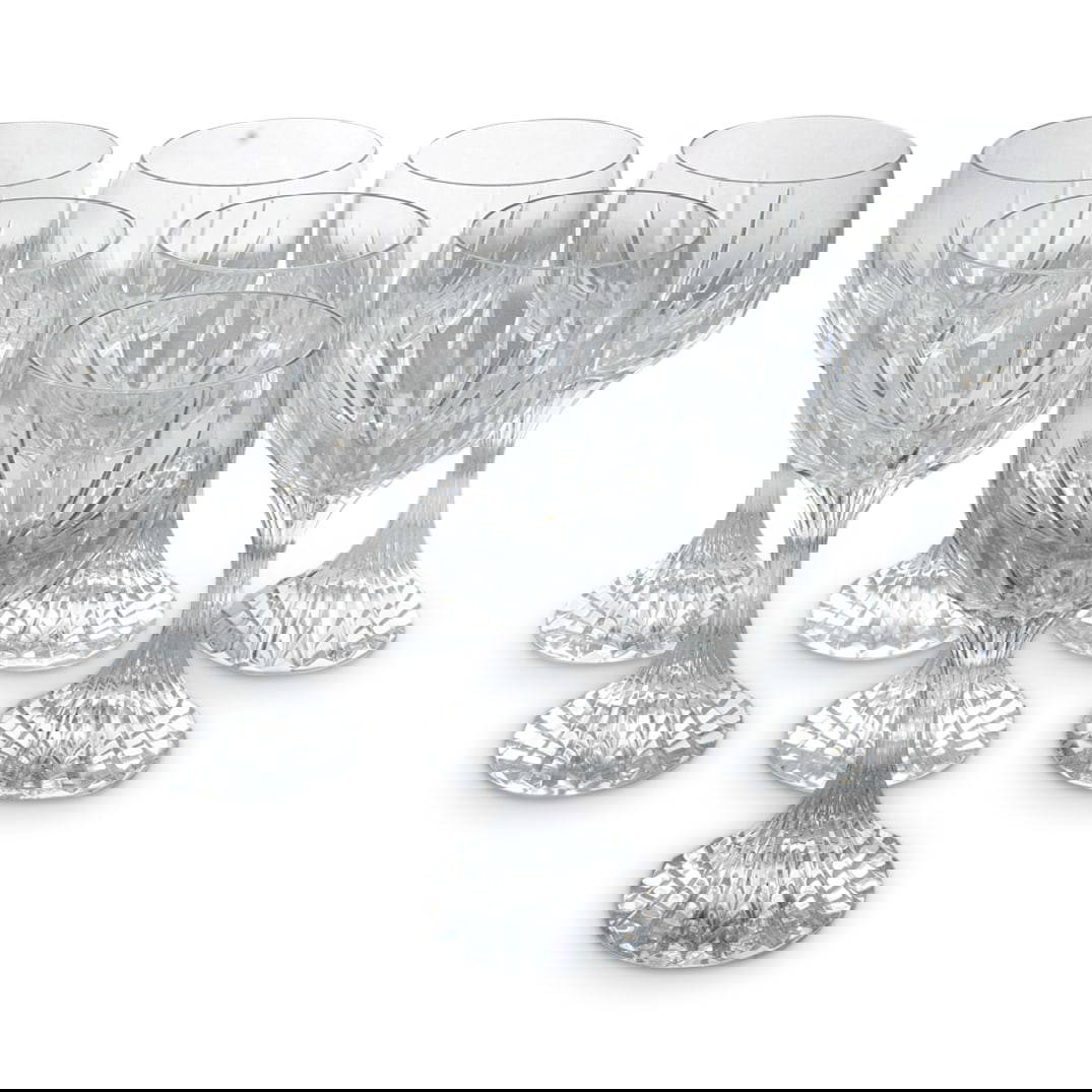 8 Pc Baccarat Crystal Massena Claret Wine Glasses Auction