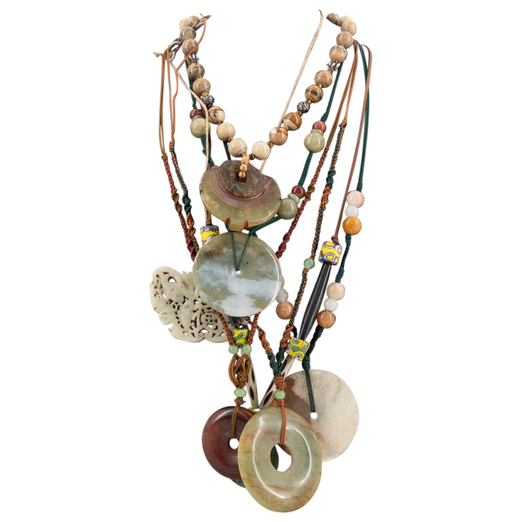 (7 Pc) Jade / Semi-precious Stone Necklaces Auction