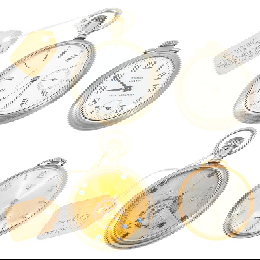 (4 Pc) Vintage Pocket Watch Collection Auction