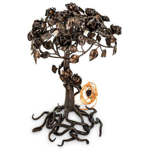 Wrought Iron Roses Tree Table Lamp