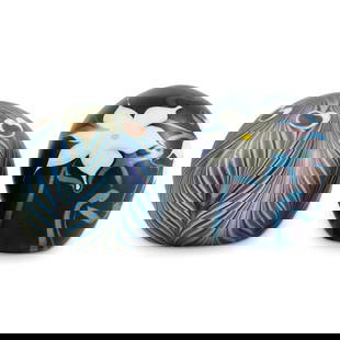 Vandermark Art Glass Paperweight With A Pulled Feather