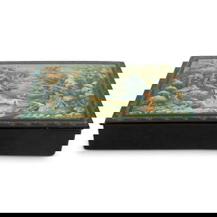 Mid Century Heart Shaped Russian Lacquer Box