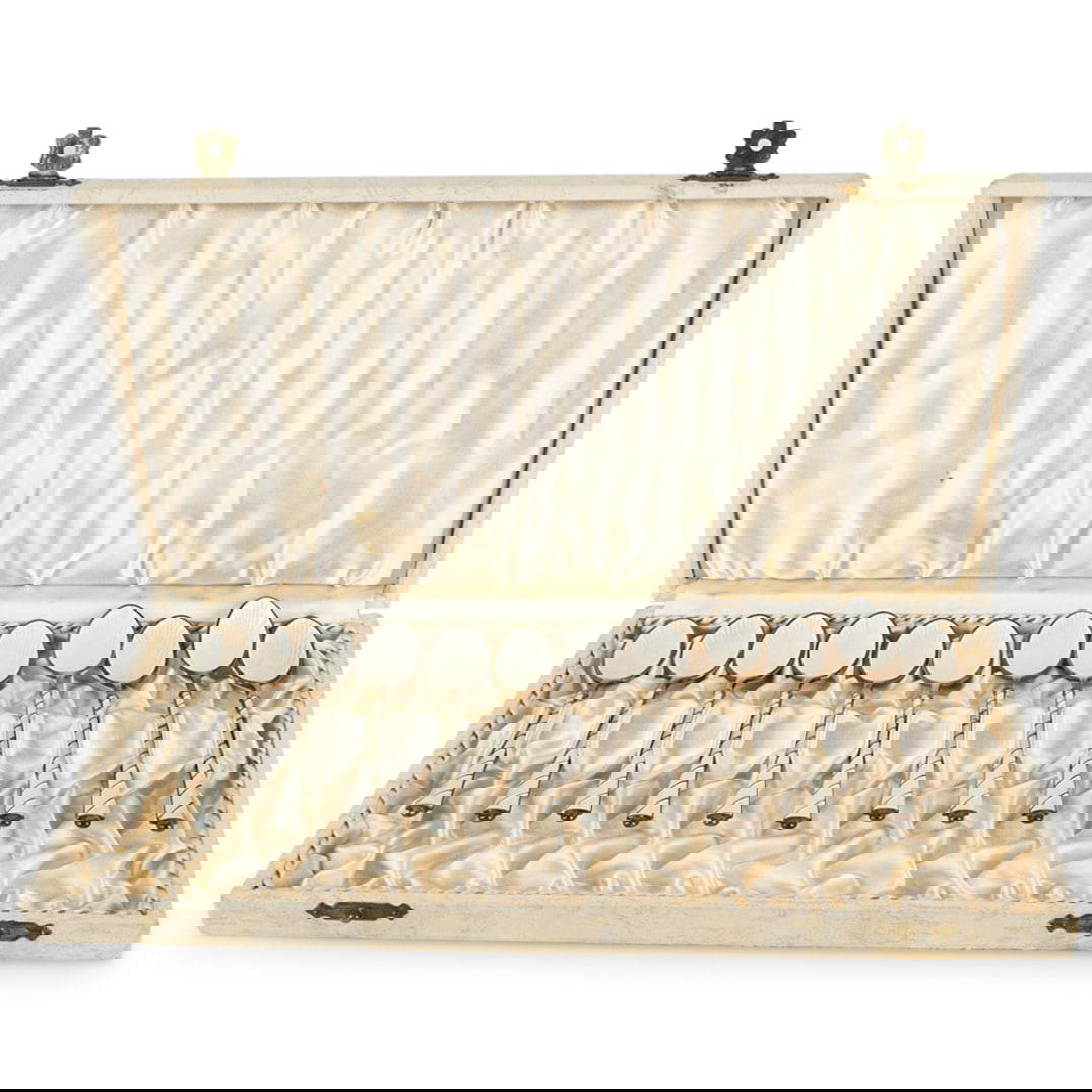 (12pc) Sterling Silver Enameled Tea Spoon Set Auction