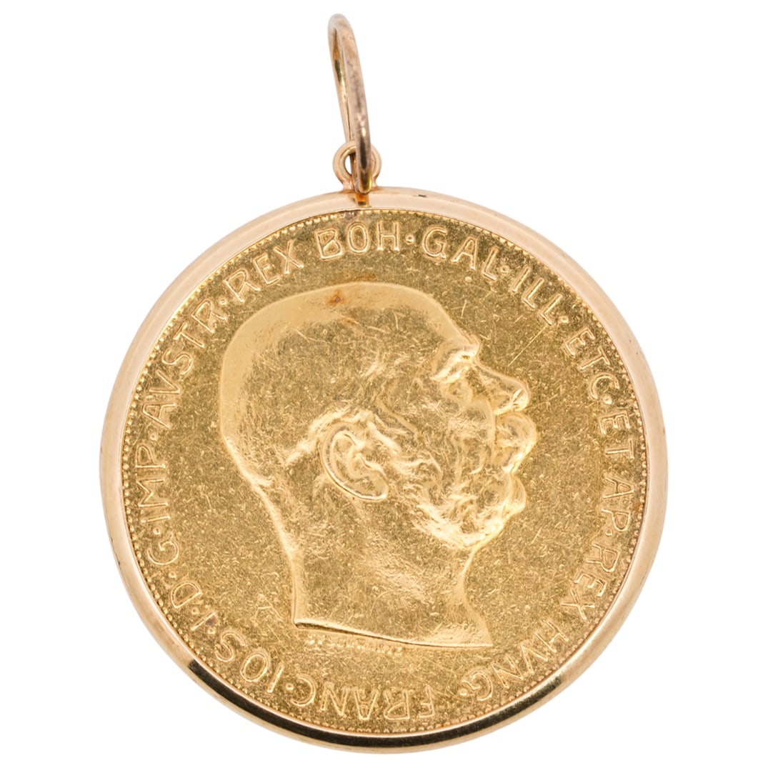 1915 Austrian Gold Coin Pendant Auction