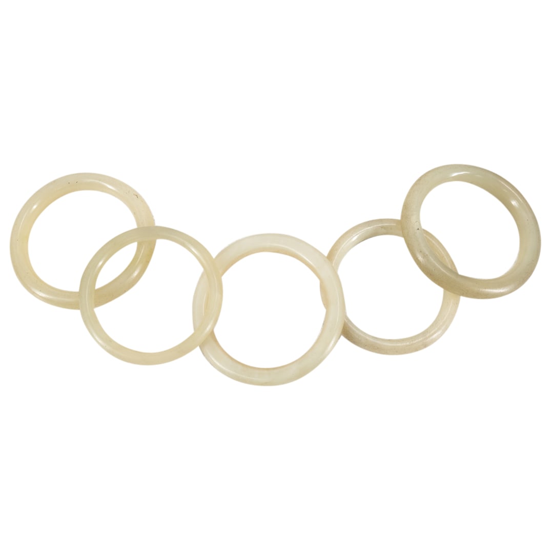 (5 Pc) Antique Chinese Carved Jade Bangles Auction