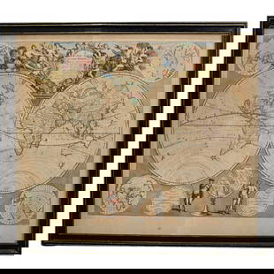 Rare 1721 John Senex "a New Map Of The World"