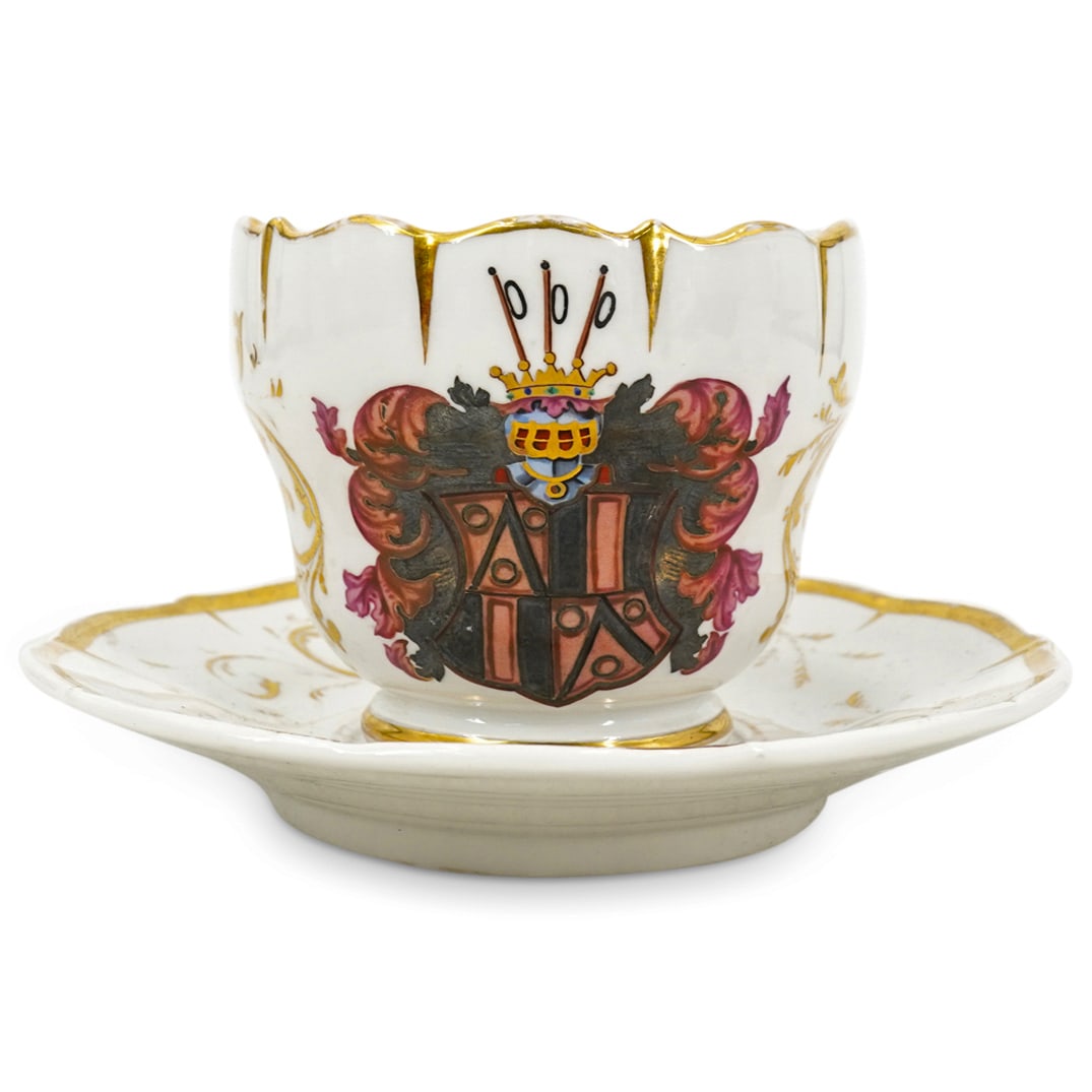 Rare Antique German Spm Porcelain Heraldic Cup And Saucer Auction