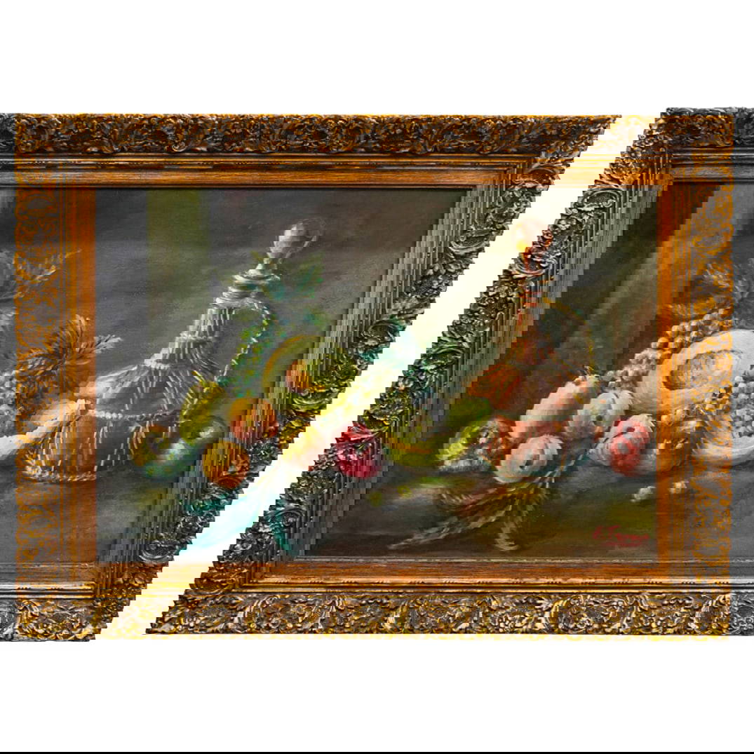 Signed Still Life Oil On Canvas Auction