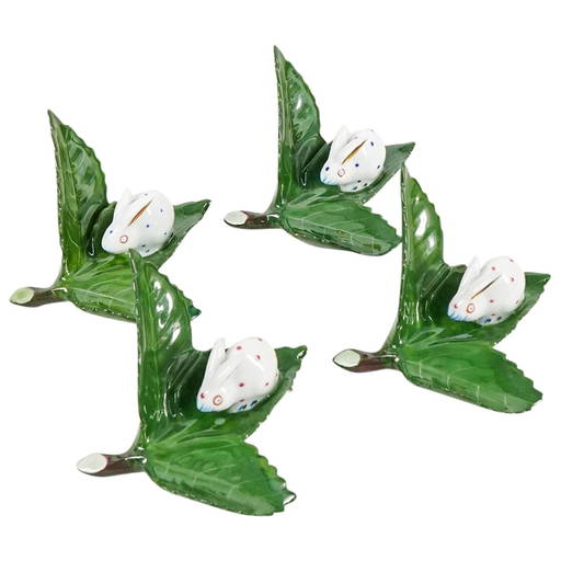 (4 Pc) Herend Porcelain Small Placard/place Card Holders Set