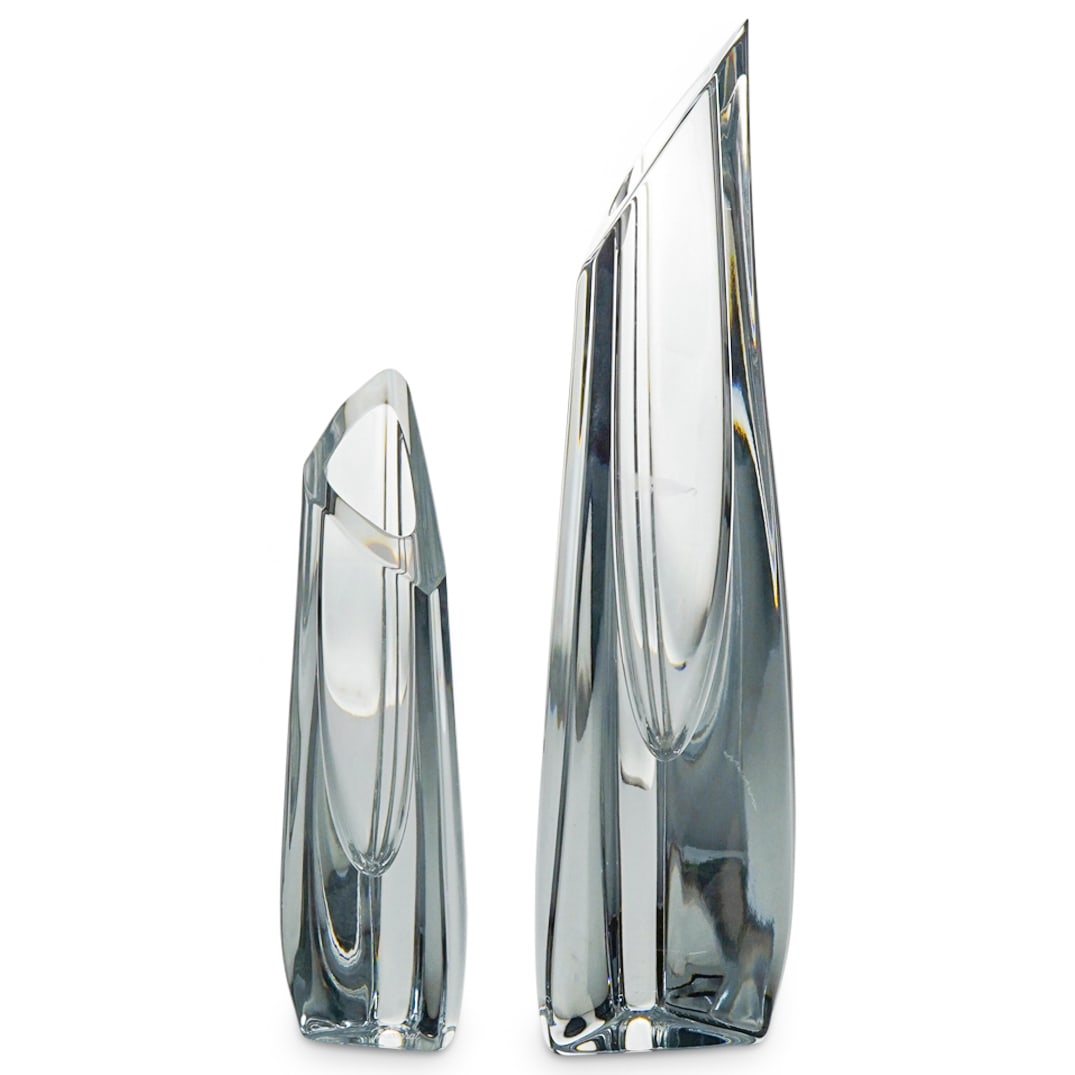 (2 Pc) Baccarat Crystal "rose" Bud Vases Set Auction