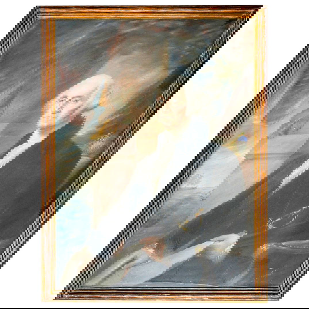 Fine After Gilbert Stuart Oil Pastel On Canvas Auction