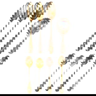 (6 Pc) Sterling Silver & Enamel "george Washington" Souvenir Spoons Auction