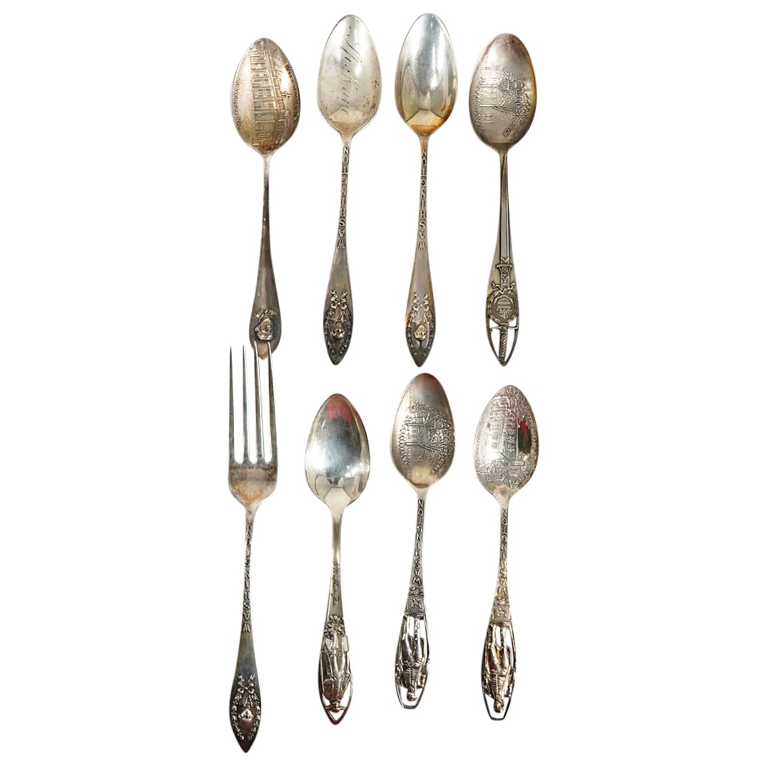 (8 Pc) Watson Silver Co. Sterling Silver 'george Washington' Spoons ...