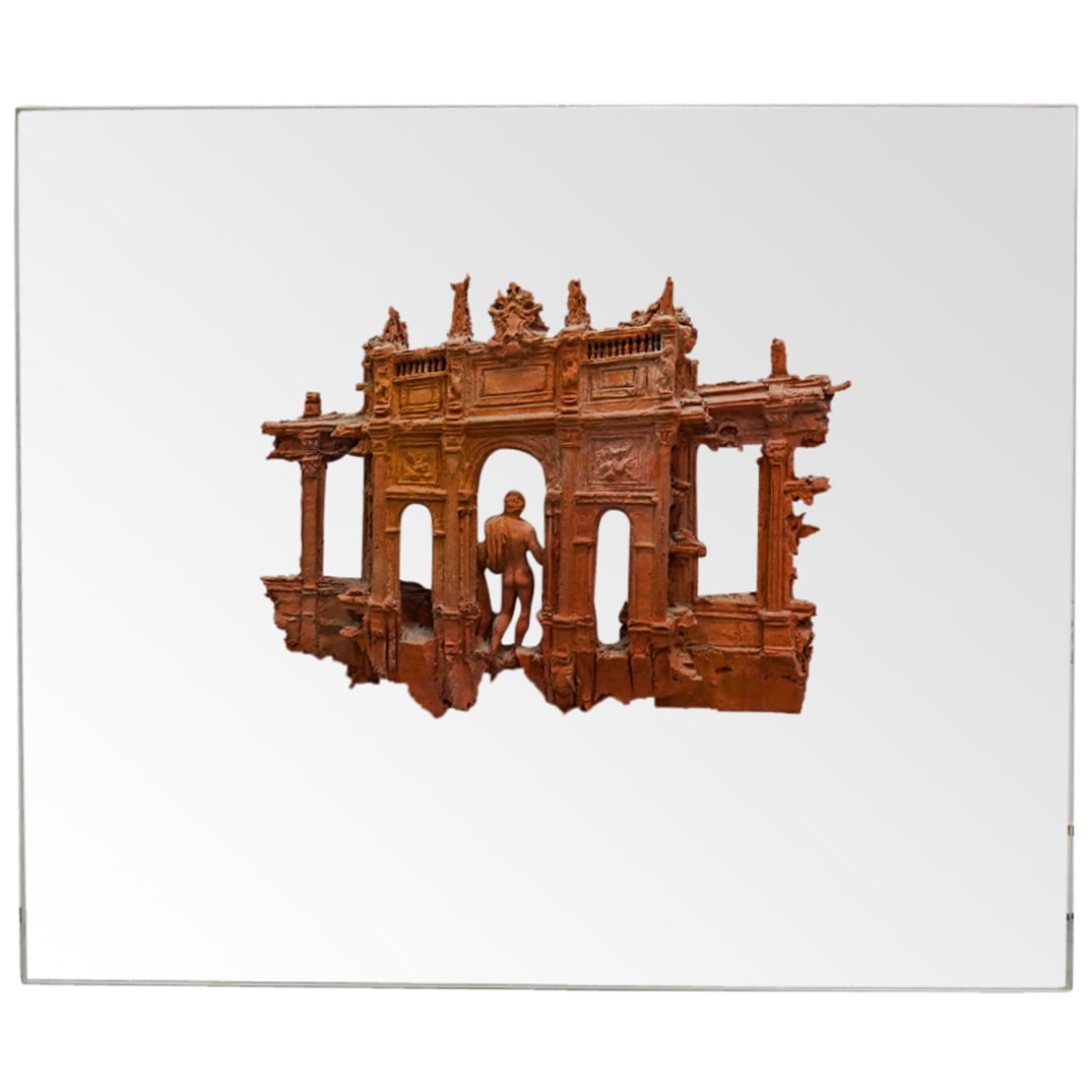 Vintage Italian Ceramic Architectural Model W/ Figural Sculpture Auction