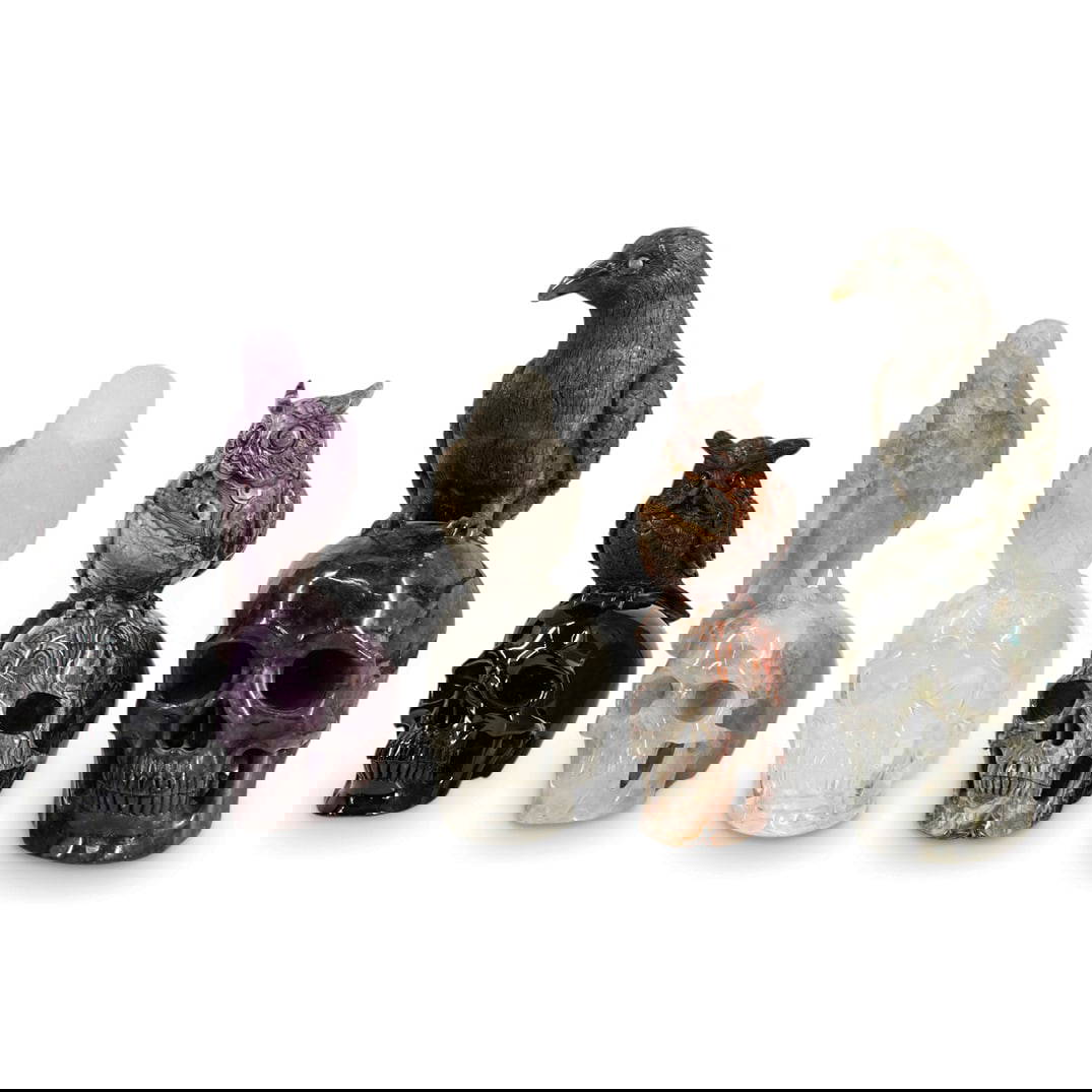 (5 Pc) Stone Memento Mori Sculptures Auction