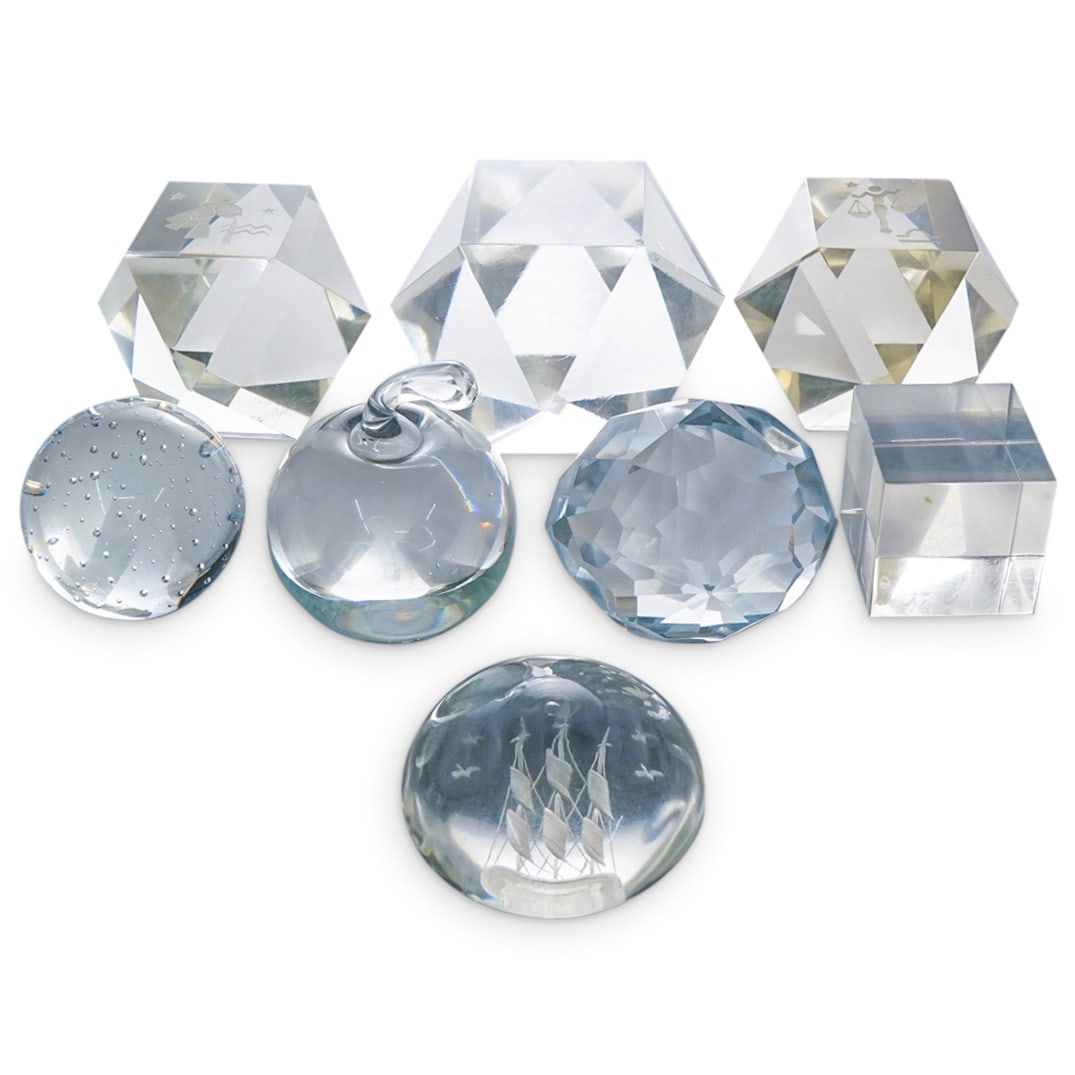 (8 Pc) Clear Paperweights Auction