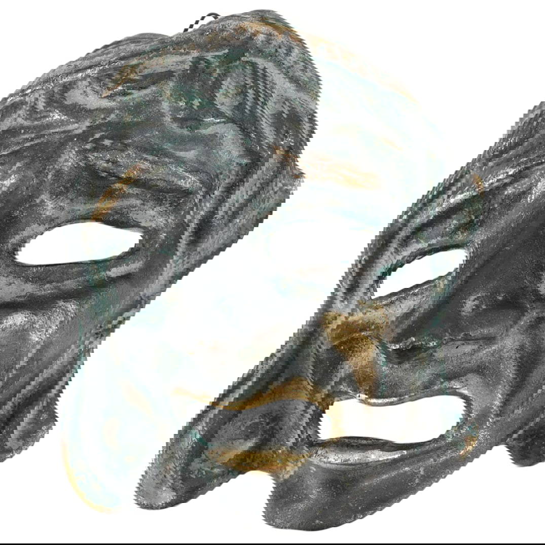 Antique European Gilt Bronze Tragedy Mask Auction