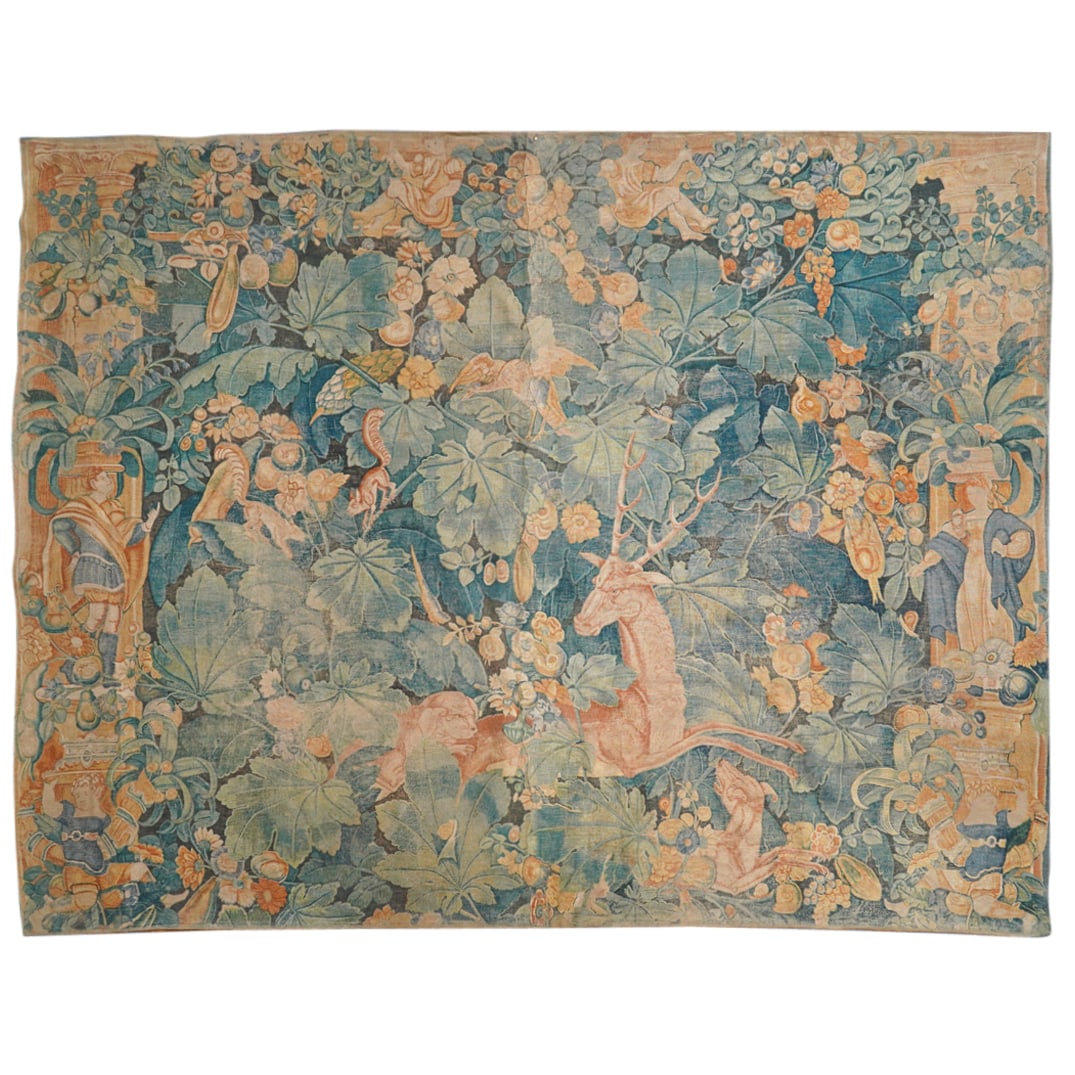 Medieval Style Painted Hunting Scene Tapestry Auction