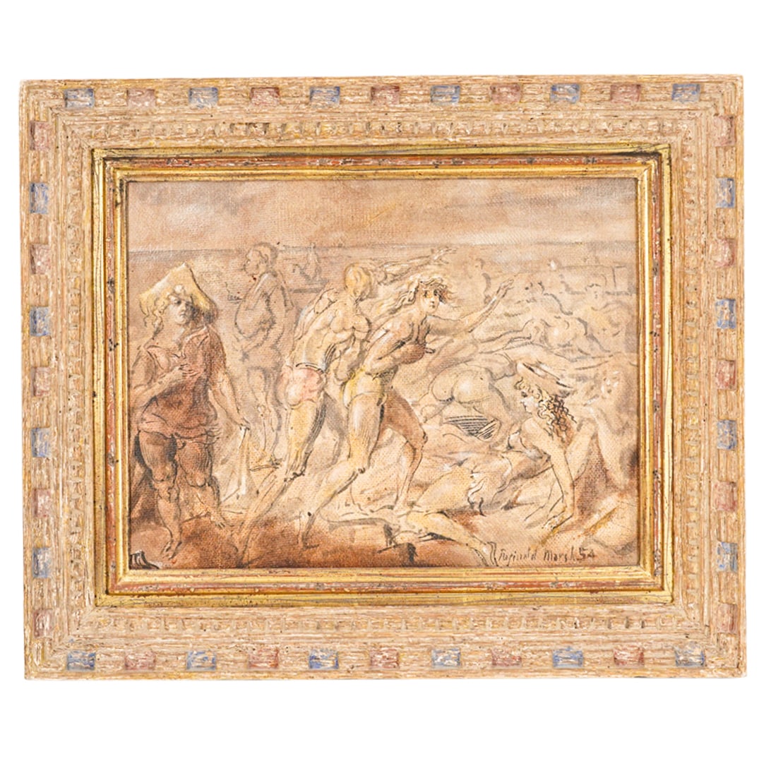 Reginald Marsh (1898-1954) "coney Island Bathers" Tempera On Board Auction