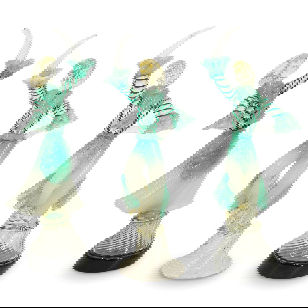 (3 Pc) Murano Blown & Hot-sculpted Glass Figures Of Dancers Auction