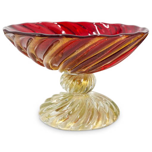Archimede Seguso Murano Blown Glass Corallo Oro Center Bowl