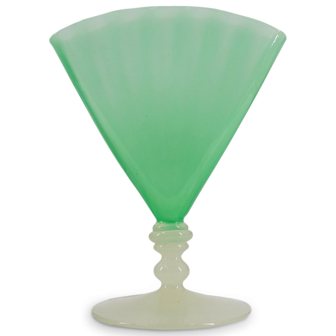 Steuben Glass Translucent Green Fan Vase Auction