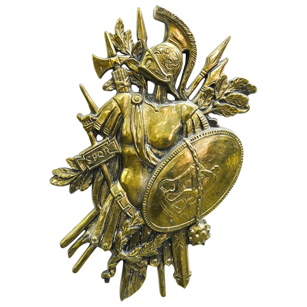 Large Brass Roman Wall Plaque Of A Roman Centurion