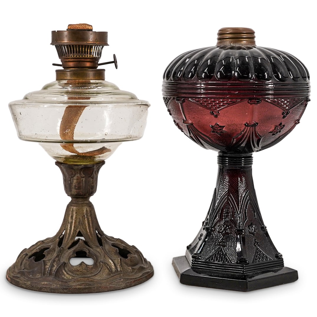 (2 Pc) Gothic Oil Lamp Bases Auction