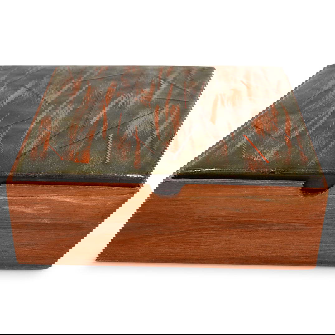 Mid Century Artist Signed Enameled Wood Document Box Auction