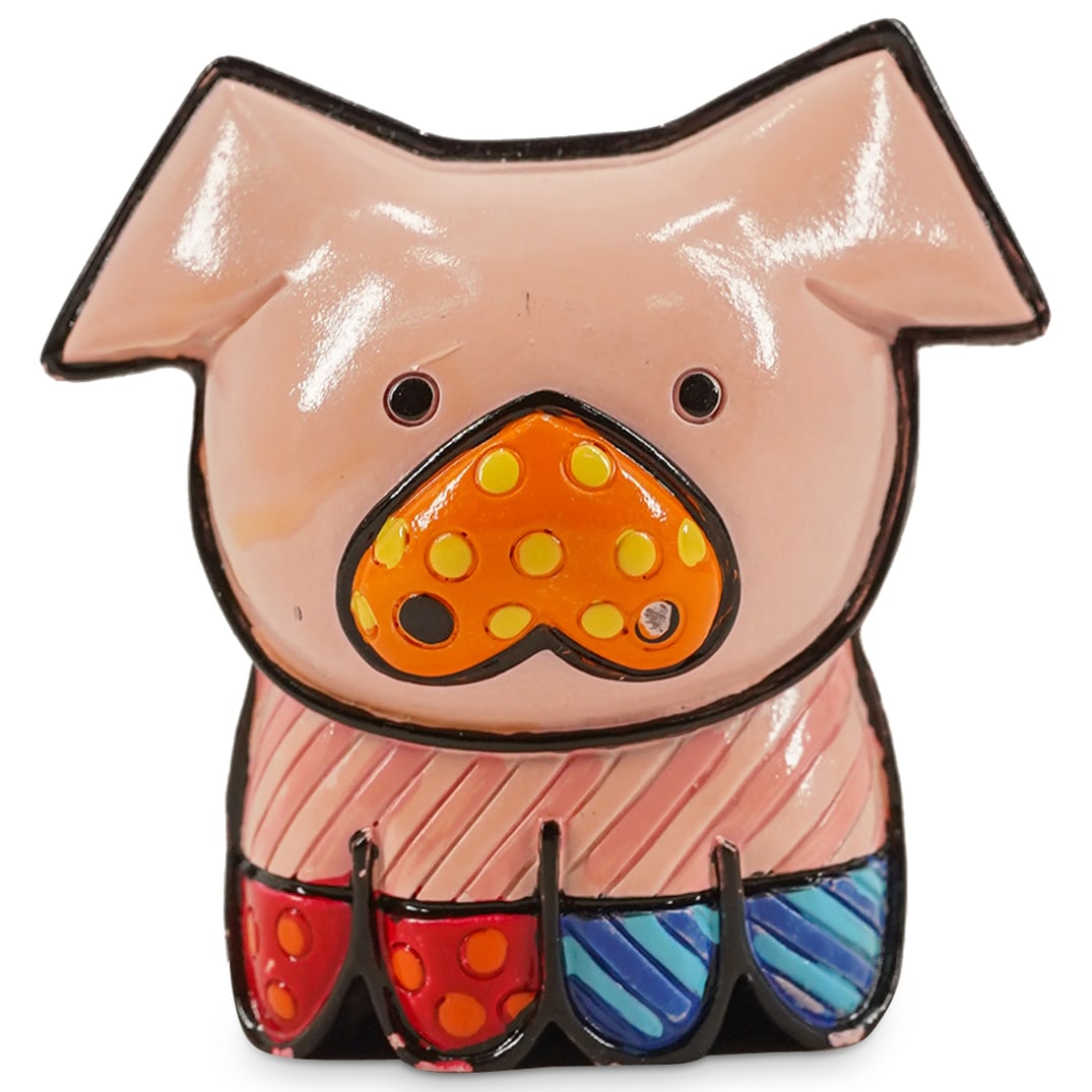 Romero Britto 2010 Miniature "pearle" Pig Polyresin Sculpture Auction