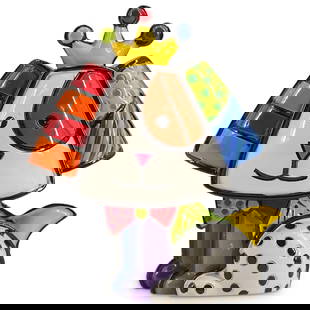 Romero Britto 2010 Miniature "pearle" Pig Polyresin Sculpture Auction