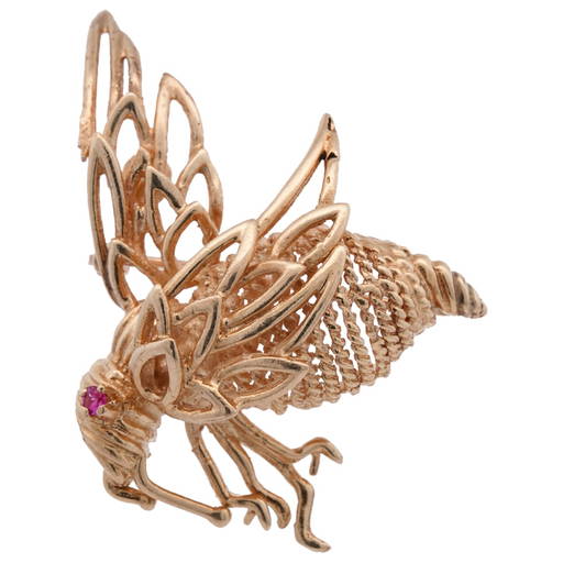 Vintage 14k Gold And Ruby Bee Pin