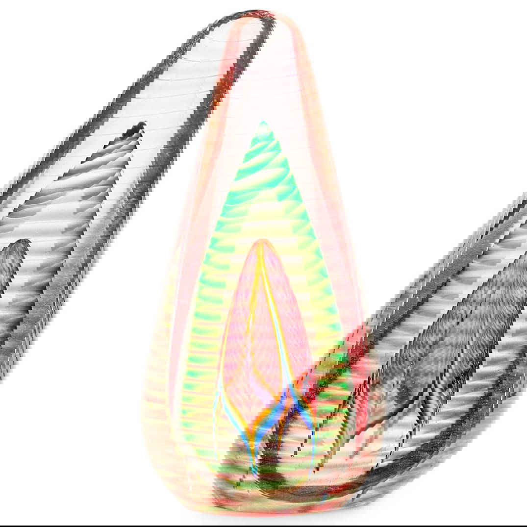 Signed Abelman Art Glass Dichroic Teardrop Sculpture Auction