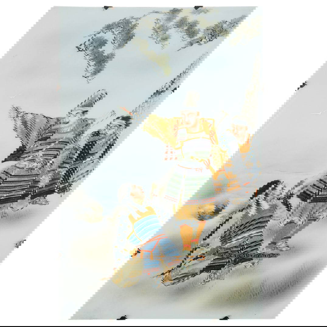 Antique Kato Zenji Porcelain Samurai Plaque Auction